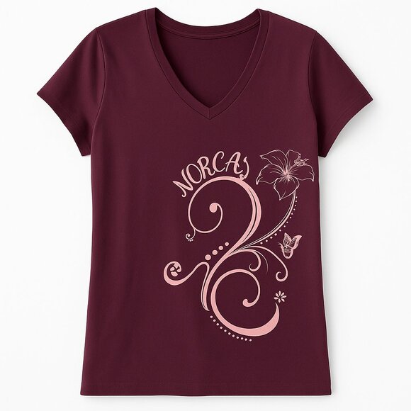Bella | Tops | Norcal Graphic Vneck Tshirt Purple Floral Swirl Design ...